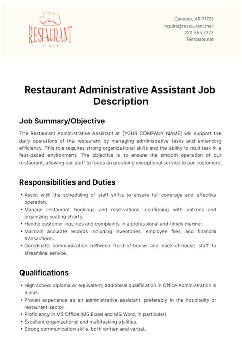 Restaurant Assistant Cook Job Description Head Chef Job Description