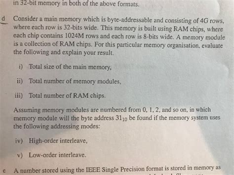 In 32 Bit Memory In Both Of The Above Formats D