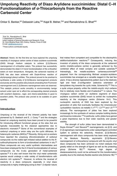 Umpolung Reactivity Of Diazo Arylidene Succinimides Distal CH