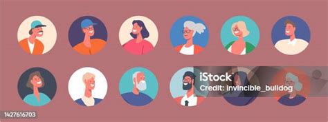 다른 외모를 가진 사람들 아바타 젊고 성숙한 노인 남성과 여성 캐릭터의 집합 남성 또는 여성 갈색 머리에 대한 스톡 벡터 아트 및 기타 이미지 Istock