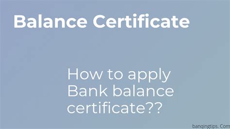 What Is A Balance Certificate Charges And How To Apply Banking Tips
