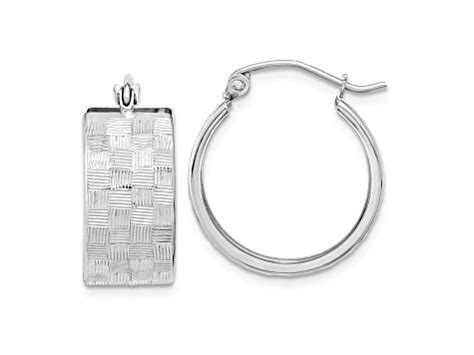 Rhodium Over 14k White Gold Diamond Cut 34 Hoop Earrings 14qgma Jtv