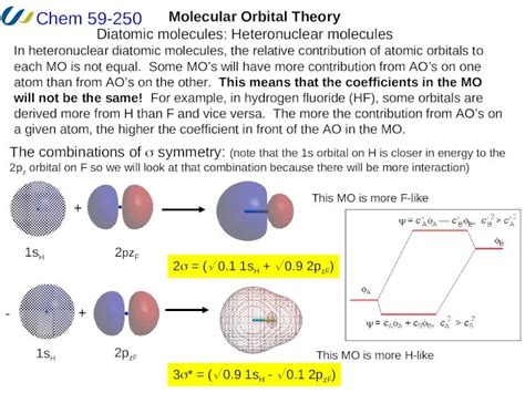 Ppt Chem 59 250 Molecular Orbital Theory Diatomic Molecules Heteronuclear Molecules In