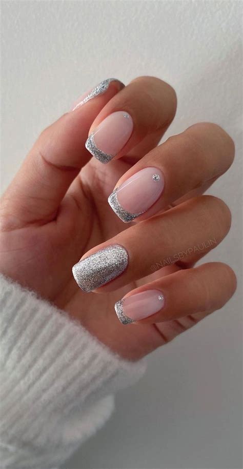 25 Beautiful Neutral Nails To Welcome 2023 Classic Glam Glitter French Tips