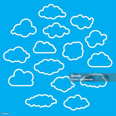 Vector Illustration Of Linear Clouds Collection Stock Illustration Download Image Now