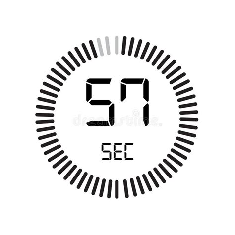 The 57 Seconds Icon Digital Timer Clock And Watch Timer Countdown Symbol Isolated On White