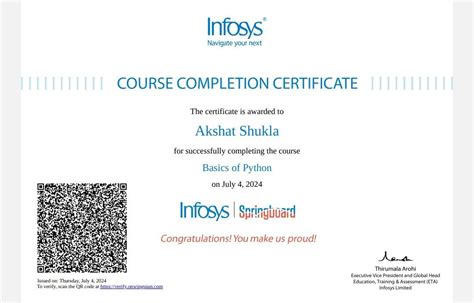 Akshat Shukla On Linkedin Hello Everyone 👋👋 Today I Have Completed A Certification By Infosys