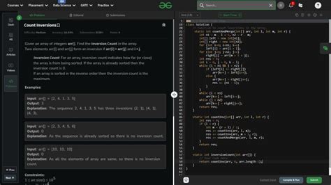 Gfg160 Gfg160 Geeksforgeeks Countinversions Mergesort Arrayproblems Tejas Purekar