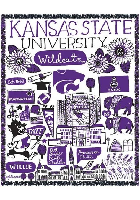 K State Wildcats Julia Gash Campus Tapestry Blanket Wild Cats