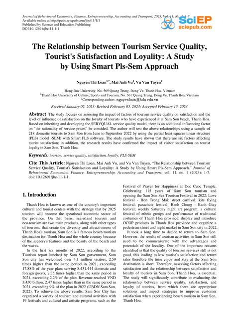 Pdf The Relationship Between Tourism Service Quality Tourists