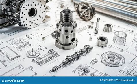 Exploring Precision Engineering Through Detailed Machine Components And Blueprints In A Modern