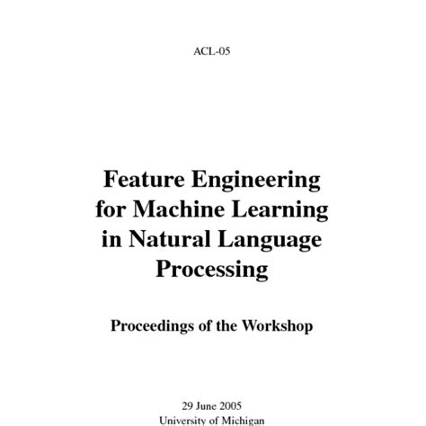 Proceedings Of The Acl Workshop On Feature Engineering For Machine