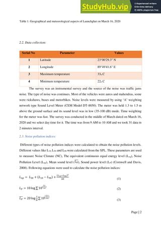 ASSESSMENT OF NOISE POLLUTION IN GOPALGANJ CITY PDF Indoor Environmental Quality Home Garden