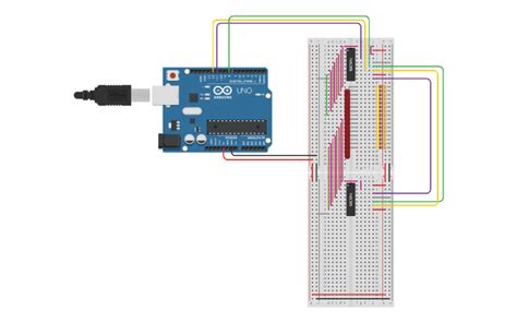 Circuit Design 2x Shift Register Arduino Test Tutorial Tinkercad