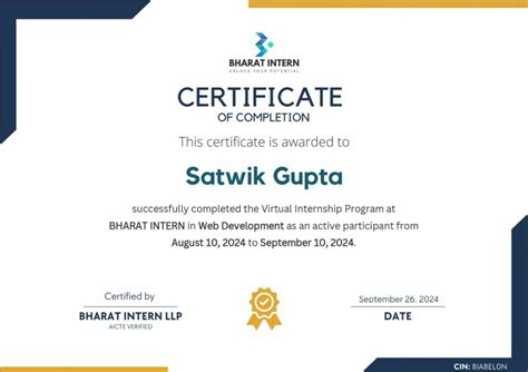 Excited To Share That I Have Successfully Completed My Web Development Internship With Bharat