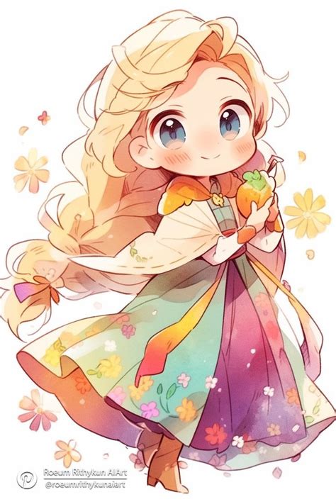 Disney Character In Anime Style Cute Anime Chibi Disney Princess Fan Art Anime Chibi