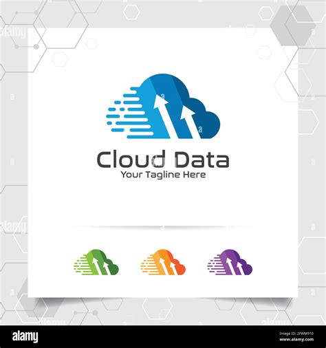 Cloud Hosting Logo Vector Design With Concept Of Digital And Data Symbol Cloud Computing Vector