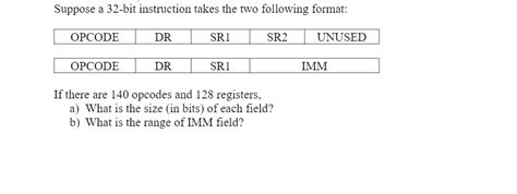 Solved Suppose A 32 Bit Instruction Takes The Two Following