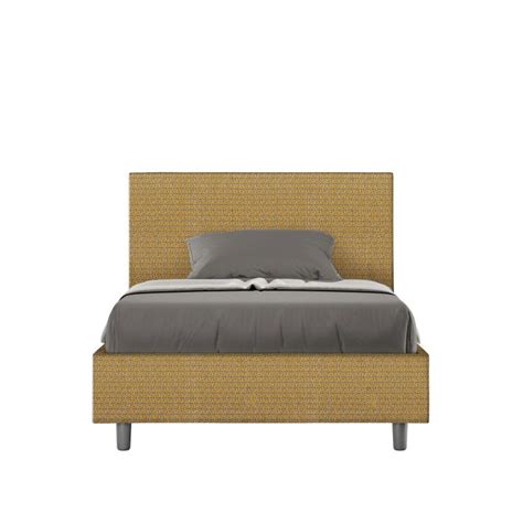 Letto Imbottito 1 Piazza E Mezza 120x190 Cm Tessuto Labirinto Adele Contenitore Giallo