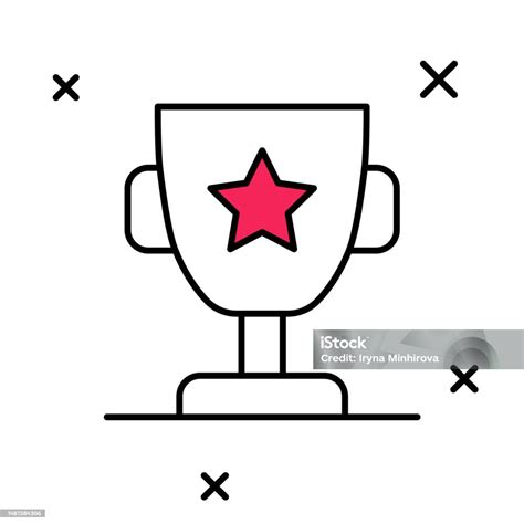 흰색 배경에 격리 된 윤곽 표 컵 아이콘 우승자 트로피 기호 챔피언십 또는 경쟁 트로피 스포츠 성취 기호 벡터 1위에 대한 스톡