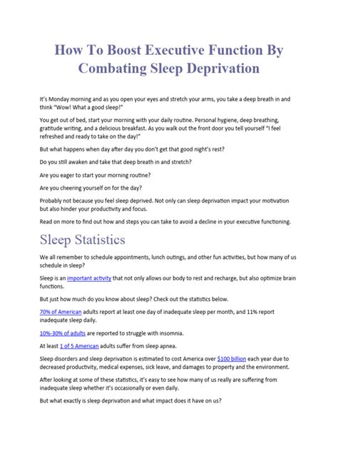 How To Boost Executive Function By Combating Sleep Deprivation Pdf Sleep Deprivation Sleep