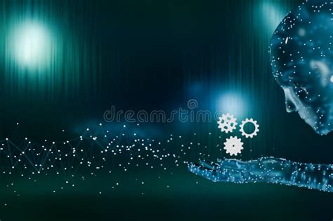 Digital Representation Of A Humanlike Figure Interacting With Gears