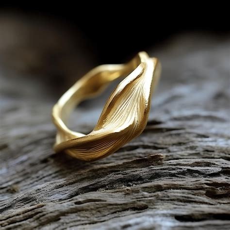 Solid Gold Ring Dainty Futuristic Inspired By Croissants Premium Ai