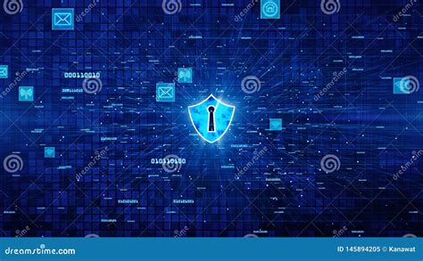 Shield Icon And Secure Network Communication Cyber Security Concept