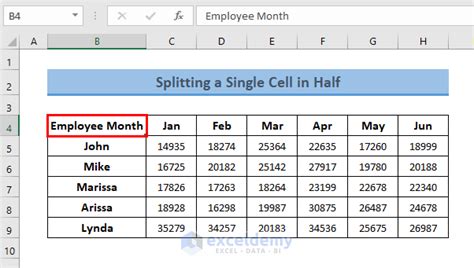 how to split a single cell in half in excel exceldemy