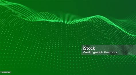 추상기술 배경 디지털 녹색 입자 파도 사운드 구조 시각화 플로우 점 풍경 녹색에 대한 스톡 벡터 아트 및 기타 이미지 녹색 데이터 추상적인 Istock