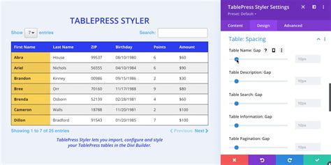 Tablepress Styler Divi Modules