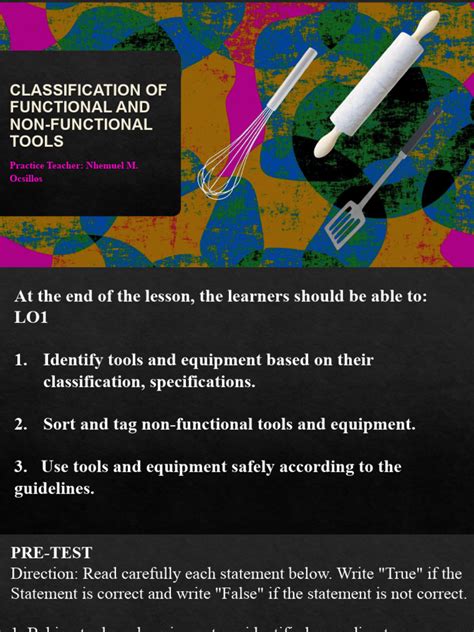 Classification Of Functional And Non Functional Tools Tle 7 Bread And