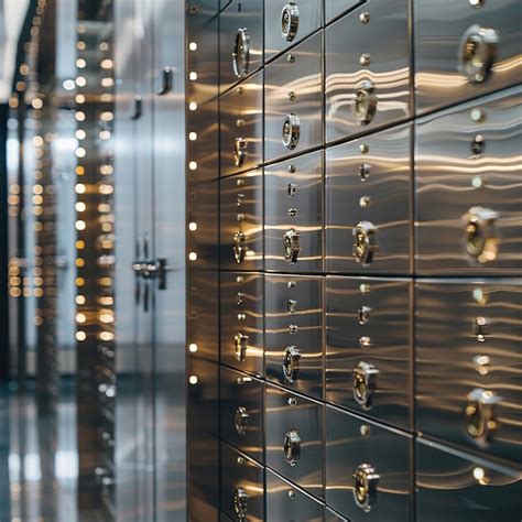 Rows Of Safety Deposit Boxes In A Secure Bank Vault Emphasizing Security And Confidentiality