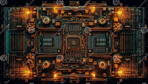 Abstract Computer Chip Circuit Board Glows With Futuristic Complexity Generated By Ai Stock