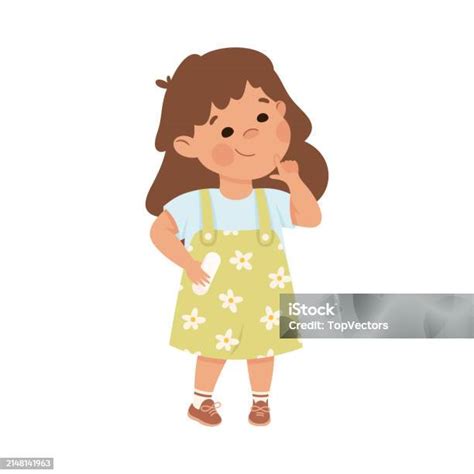 귀여운 소녀 학생 에서 교실 서 있는 와 생각 있다 레슨 벡터 일러스트 개발에 대한 스톡 벡터 아트 및 기타 이미지 Istock