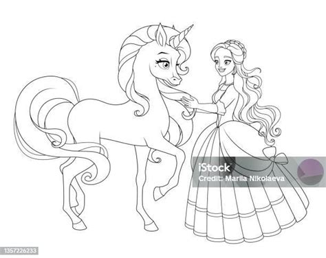 เจ้าหญิงแสนสวยกับยูนิคอร์น ภาพประกอบระบายสีเวกเตอร์ ภาพประกอบสต็อก ดาวน์โหลดรูปภาพตอนนี้ Istock