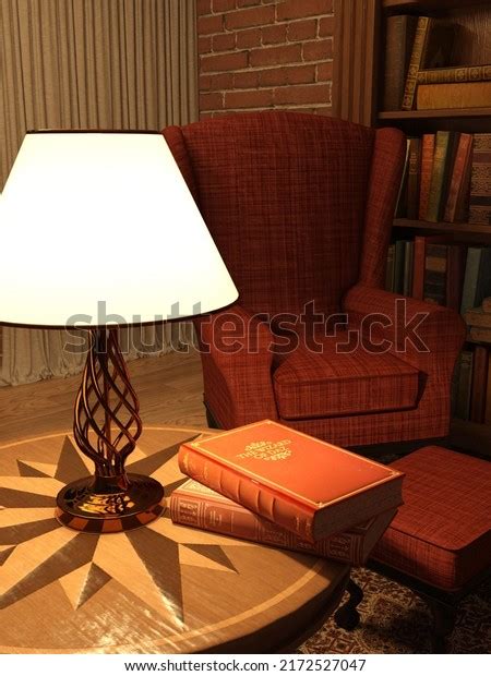 3d 테이블 램프와 책이 있는 아늑한 독서 스톡 일러스트 2172527047 Shutterstock