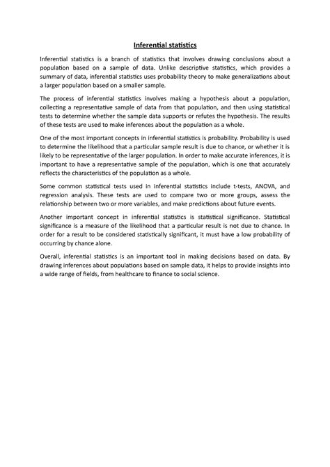 Inferential Statistics Inferential Statistics Inferential Statistics Is A Branch Of Statistics