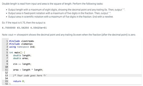Solved Double Length Is Read From Input And Area Is The