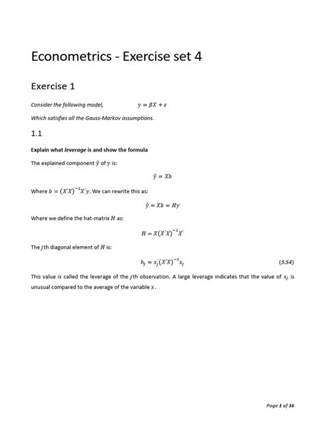 Econometrics Exercise Set 4 Solution Pdf Autocorrelation