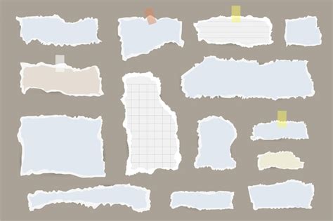 현실적인 찢어진 된 종이 세트 프리미엄 벡터