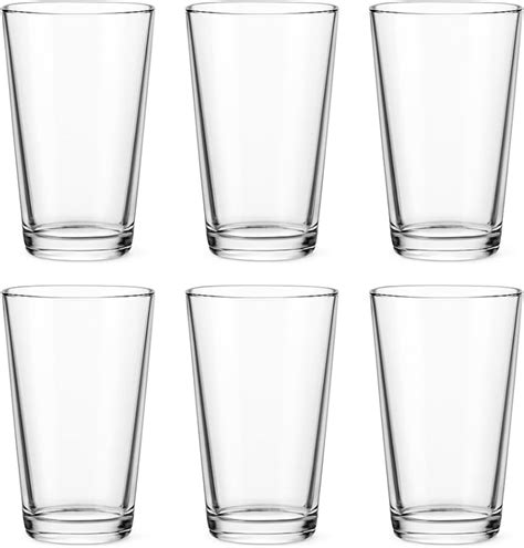 16 Oz Pint Glasses Set Of 6 Premium Clear Drinking