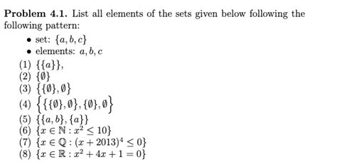 Solved Problem List All Elements Of The Sets Given Chegg