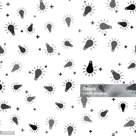 광선 검은 전구 흰색 배경에 아이콘 고립 된 원활한 패턴을 빛난다 에너지와 아이디어 기호입니다 램프 전기 벡터 일러스트레이션 가능성에 대한 스톡 벡터 아트 및 기타 이미지