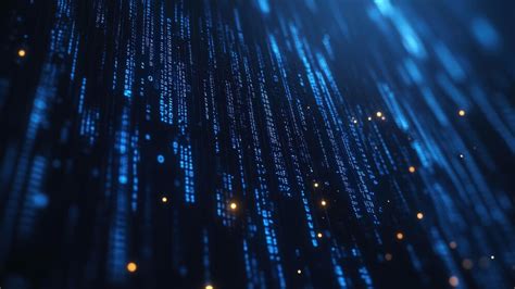 A Digital Blue Background With Binary Code And Glowing Particles Premium Ai Generated Image
