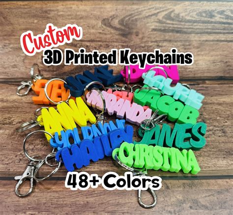Custom 3d Printed Keychain Custom Key Chain Name Keychain Custom Key Ring 3d Printed Name Custom
