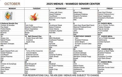 Wamego Senior Center Calendars Activities And Meals On Wheels
