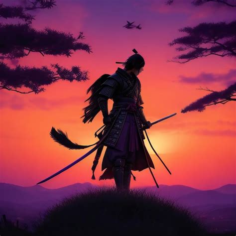 Premium Ai Image A Samurai Warrior In A Field Of Grass With Crows And
