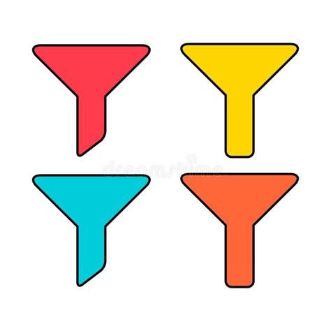 Set Of Filter Button Web Shape Icon Filtering Symbol Funnel Sign Vector Illustration Stock