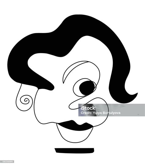 추상 초현실적 인 얼굴 연속 한 줄 그리기 유행 초상화 낙서 잉크 드로잉 추상적 인 얼굴 미니멀리즘 스타일 한 줄 그리기 현대